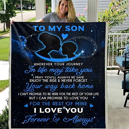 to My Son from mom Wherever Your Journey in Life May Take You Custom Fleece Blanket Fan Gift for Son Kids (X-Large 80 X 60 INCH)