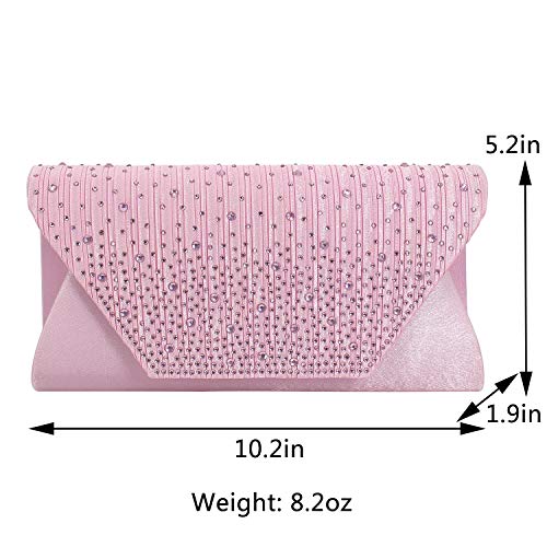 CUCTACBCT Women Envelope Clutch Purse Party Wedding Crossbody Evening Bag Prom Handbag,Pink