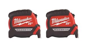 milwaukee tool 48-22-7125 magnetic tape measure 25 ft x 1.83 inch, 2 pack