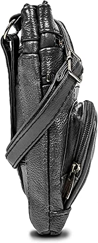 Krediz Genuine Leather Cross Body Handbag- Multi Pocket Women’s Purses with Adjustable Strap-Travel Ladies Shoulder Bags