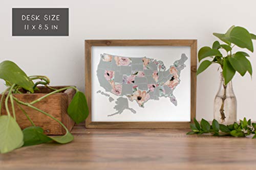 JetsetterMaps Scratch Your Travels Romantic Floral USA Map (Small Silver)