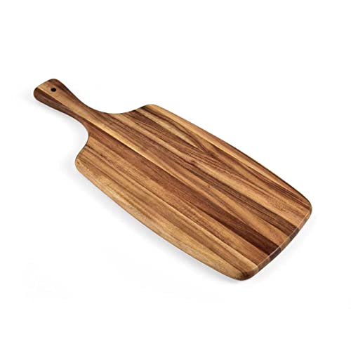 KARRYOUNG Acacia Wood Cutting Board with Handle - Wooden Charcuterie Board for Bread, Meat, Fruits, Cheese and Serving，Butcher Block Carving Board for Kitchen Chopping，17 x 7 Inch