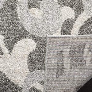 SAFAVIEH Amherst Collection 4' x 6' Grey / Light Grey AMT428C Floral Scroll Non-Shedding Living Room Bedroom Accent Rug