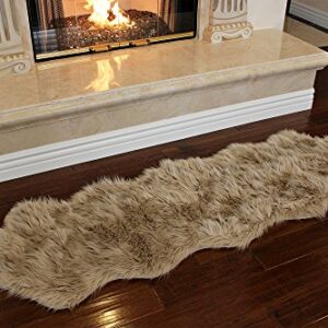 Nouvelle Legende® Faux Fur Sheepskin Premium Rug Duo (23 in. X 73 in.) Tan