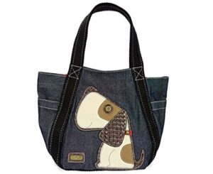 chala toffy dog carryall zip denim tote handbag, dog lovers gift