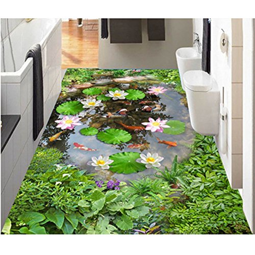 ZaH Thin Area Rug Non-Slip Doormat Carpet Printing Rug for Living Room, Bedroom, Kitchen, Bathroom (2x3-19.7"x31.5", Lotus Pond)