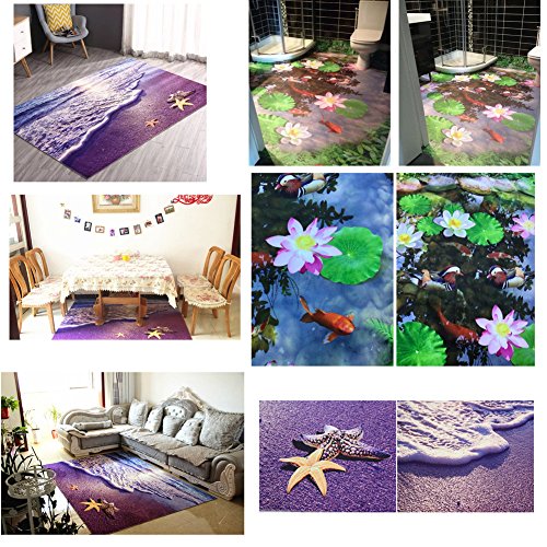 ZaH Thin Area Rug Non-Slip Doormat Carpet Printing Rug for Living Room, Bedroom, Kitchen, Bathroom (2x3-19.7"x31.5", Lotus Pond)