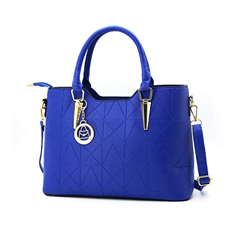 LIZHIGU Womens Leather Shoulder Bag Tote Purse Fashion Top Handle Satchel Handbags Royal Blue