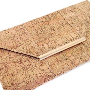 Unique Pattern Laser Cut Cork Envelope Clutch, Gold