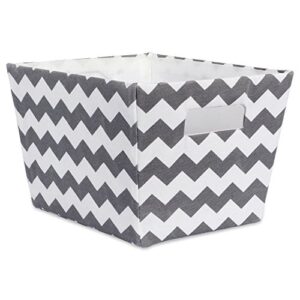 dii hardsided polyester trapezoid storage bin, chevron, gray, small