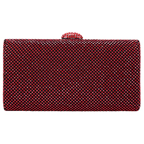 Fawziya Evening Bags And Clutches Envelope Rhinestone Purse-Red