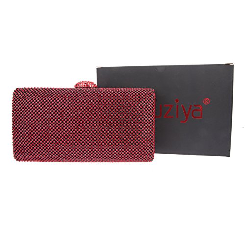 Fawziya Evening Bags And Clutches Envelope Rhinestone Purse-Red