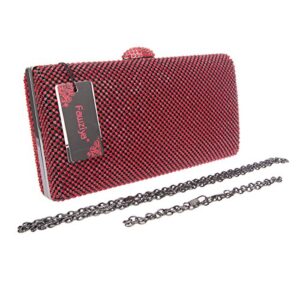 Fawziya Evening Bags And Clutches Envelope Rhinestone Purse-Red