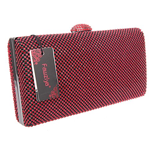 Fawziya Evening Bags And Clutches Envelope Rhinestone Purse-Red