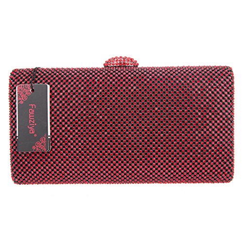 Fawziya Evening Bags And Clutches Envelope Rhinestone Purse-Red