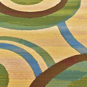 Unique Loom Modern Collection Contemporary, Circles, Abstract, Bright Colors, Indoor and Outdoor Area Rug, 5' 3" x 8' 0", Beige/Green