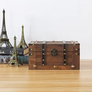 SLPR Alexander Small Wooden Storage Chest Trunk | Decorative Wood Box with Lid | 11" x 7" x 5.5"