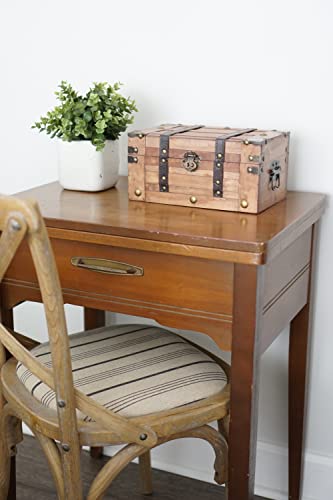 SLPR Alexander Small Wooden Storage Chest Trunk | Decorative Wood Box with Lid | 11" x 7" x 5.5"