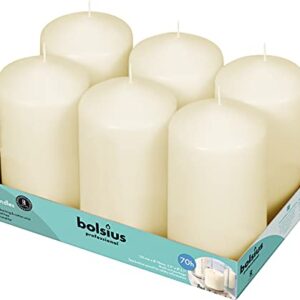 BOLSIUS Set of 6 Ivory Pillar Candles - 3x6 inch Unscented Candle Set - Dripless Clean Burning Smokeless Dinner Candle - Perfect for Wedding Candles, Parties and Special Occasions