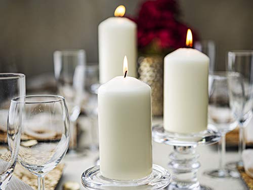 BOLSIUS Set of 6 Ivory Pillar Candles - 3x6 inch Unscented Candle Set - Dripless Clean Burning Smokeless Dinner Candle - Perfect for Wedding Candles, Parties and Special Occasions