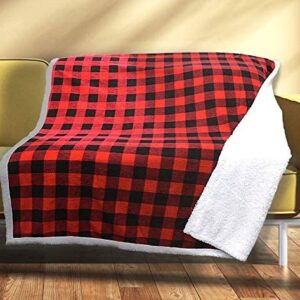 Sunbeam Electric Throw - Reversible Imperial Plush with Sherpa - Premium Sherpa and Ultra Soft with 3 Heat Settings and 3 Hour Auto-off, Plaid Red and Black on White Sherpa, 50 x 60