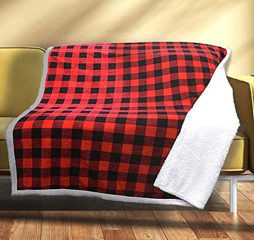 Sunbeam Electric Throw - Reversible Imperial Plush with Sherpa - Premium Sherpa and Ultra Soft with 3 Heat Settings and 3 Hour Auto-off, Plaid Red and Black on White Sherpa, 50 x 60