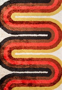 novogratz by momeni novogratz retro collection retro wave shag area rug, 3’6″ x 5’6″, red