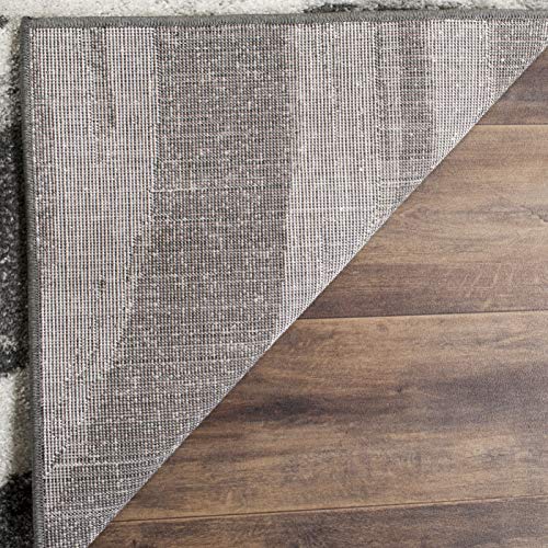 SAFAVIEH Adirondack Collection 9' x 12' Charcoal / Ivory ADR125R Modern Wave Distressed Non-Shedding Living Room Bedroom Dining Home Office Area Rug