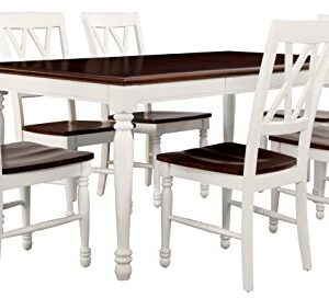 Crosley Furniture Shelby Dining Set with Table and Extension Leaf, 7-Piece (6 Chairs), Distressed White