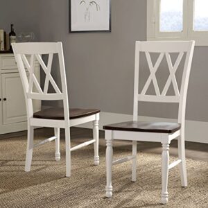 Crosley Furniture Shelby Dining Set with Table and Extension Leaf, 7-Piece (6 Chairs), Distressed White