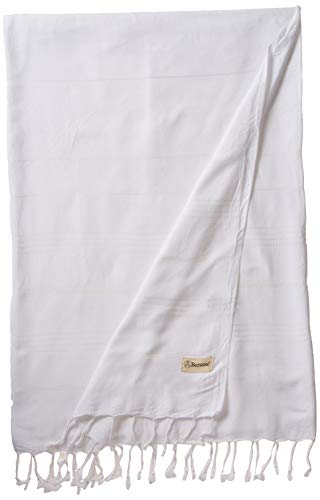 Bersuse 100% Cotton - Anatolia XL Throw Blanket Turkish Towel - 61 x 82 Inches, White