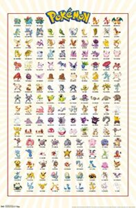 trends international pokémon – kanto grid wall poster, 22.375″ x 34″, unframed version