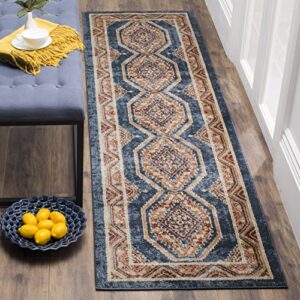 safavieh bijar collection 2’3″ x 6′ royal / rust bij647b traditional oriental distressed non-shedding living room entryway foyer hallway bedroom runner rug