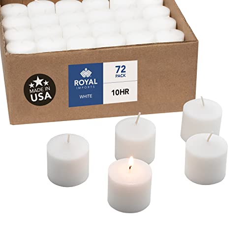 Votive Candle, Unscented White Wax, Box of 72, for Wedding, Birthday, Holiday & Home Decoration (10 Hour) by Royal Imports