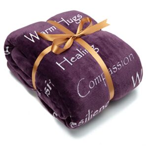 chanasya healing warm hugs gift throw blanket – sympathy gift breast cancer chemo survivor get well caring gifts – comfort purple gift blanket for love support women friend – aubergine