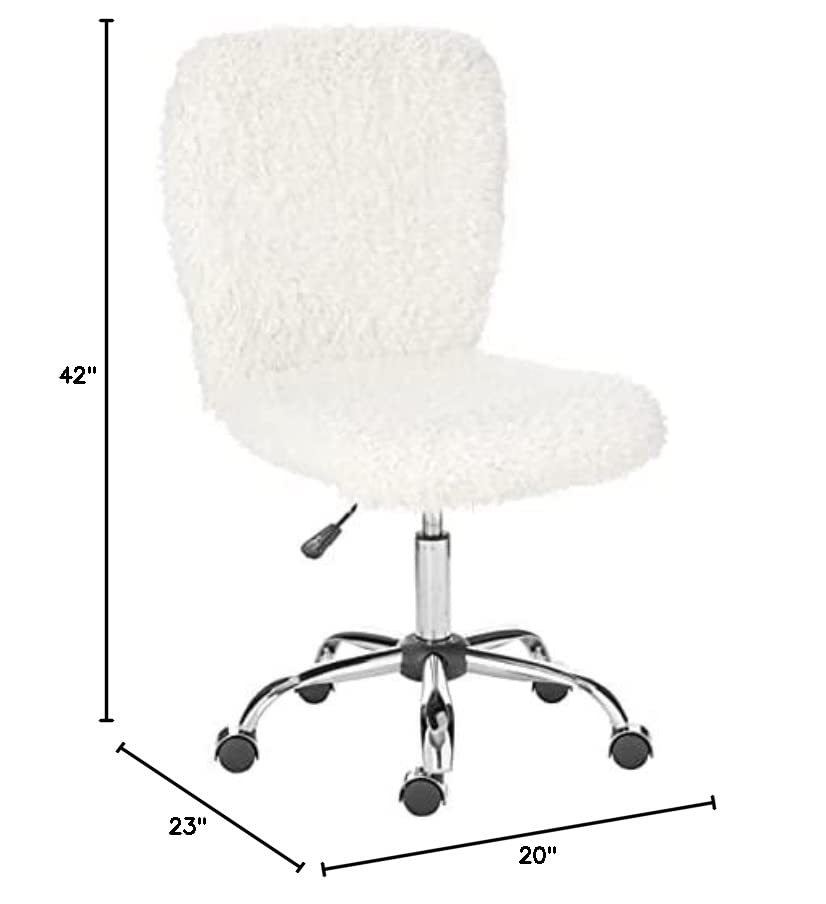 Urban Shop Faux Fur Task Chair, White Shepra