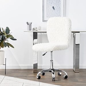 Urban Shop Faux Fur Task Chair, White Shepra