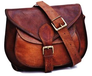 satchel and fable handmade women vintage style genuine brown leather cross body shoulder bag handmade purse