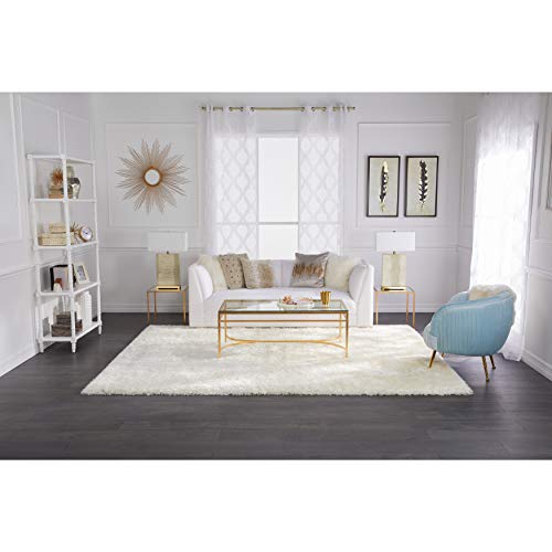 SAFAVIEH Luxe Shag Collection 8' x 10' Ivory SGX160A Handmade Glam 3.2-inch Extra Thick Area Rug