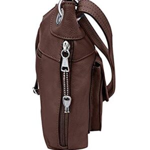 Concealed Carry Cross Body Leather Gun Purse with Locking Zipper (Brown)