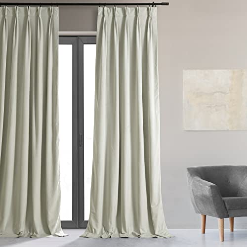 HPD Half Price Drapes Velvet Blackout Curtains For Living Room 25 X 108 Signature Pleated, VPCH-110602-108-FP, Porcelain White