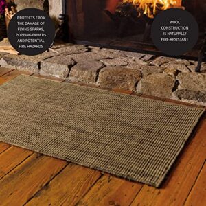 Plow & Hearth Dalton 2x3'6" Fireproof Hearth Rug | Mocha | Wool Blend Fireplace Mat | Protect Home Décor Hardwood Floor and Carpet from Sparks and Embers Wood Stove