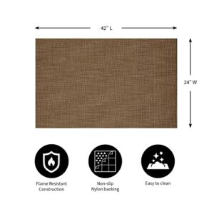 Plow & Hearth Dalton 2x3'6" Fireproof Hearth Rug | Mocha | Wool Blend Fireplace Mat | Protect Home Décor Hardwood Floor and Carpet from Sparks and Embers Wood Stove