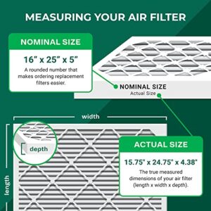 Filterbuy 16x25x5 Air Filter MERV 11 Allergen Defense (2-Pack), Pleated HVAC AC Furnace Air Filters Replacement for Honeywell FC100A1029, Lennox X6670, Carrier P102-1625, Air Kontrol, Bryant, Day & Night, and Payne (Actual Size: 15.75 x 24.75 x 4.38)