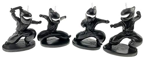 FIGHTING NINJA wax birthday candles (set of 4) - retro toy style - by NuOp Design