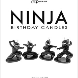 FIGHTING NINJA wax birthday candles (set of 4) - retro toy style - by NuOp Design