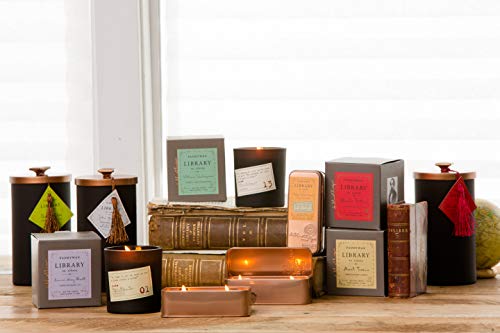 Paddywax Candles TRL10Z Library Collection John Steinbeck 2-Wick Scented Travel Tin Candle, 3.5-Ounce, Smoked Birch & Amber