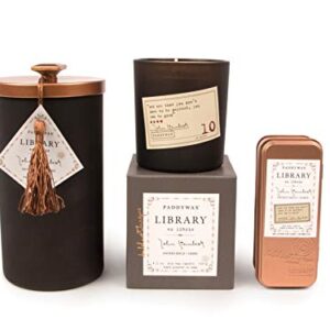 Paddywax Candles TRL10Z Library Collection John Steinbeck 2-Wick Scented Travel Tin Candle, 3.5-Ounce, Smoked Birch & Amber