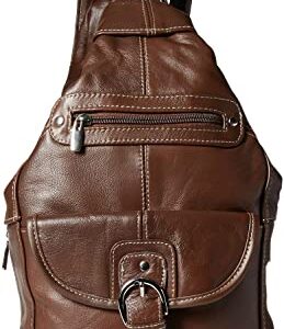 Women's Genuine Leather Sling Purse Handbag Convertible Shoulder Bag Tear Drop Backpack Mid Size Brown