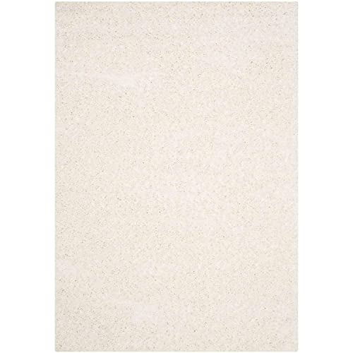 SAFAVIEH Athens Shag Collection 8' x 10' White SGA119B Non-Shedding Living Room Bedroom Dining Room Entryway Plush 1.5-inch Thick Area Rug